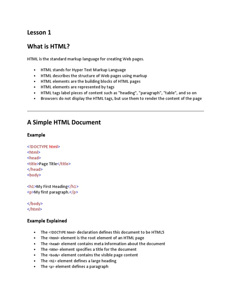 AppDev - Lesson 1 | PDF | Html | Html Element