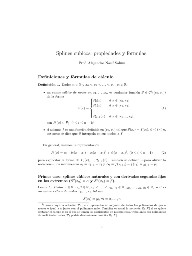 Notas Sobre Splines Cúbicos - Alejandro Nassif | PDF | Spline ...