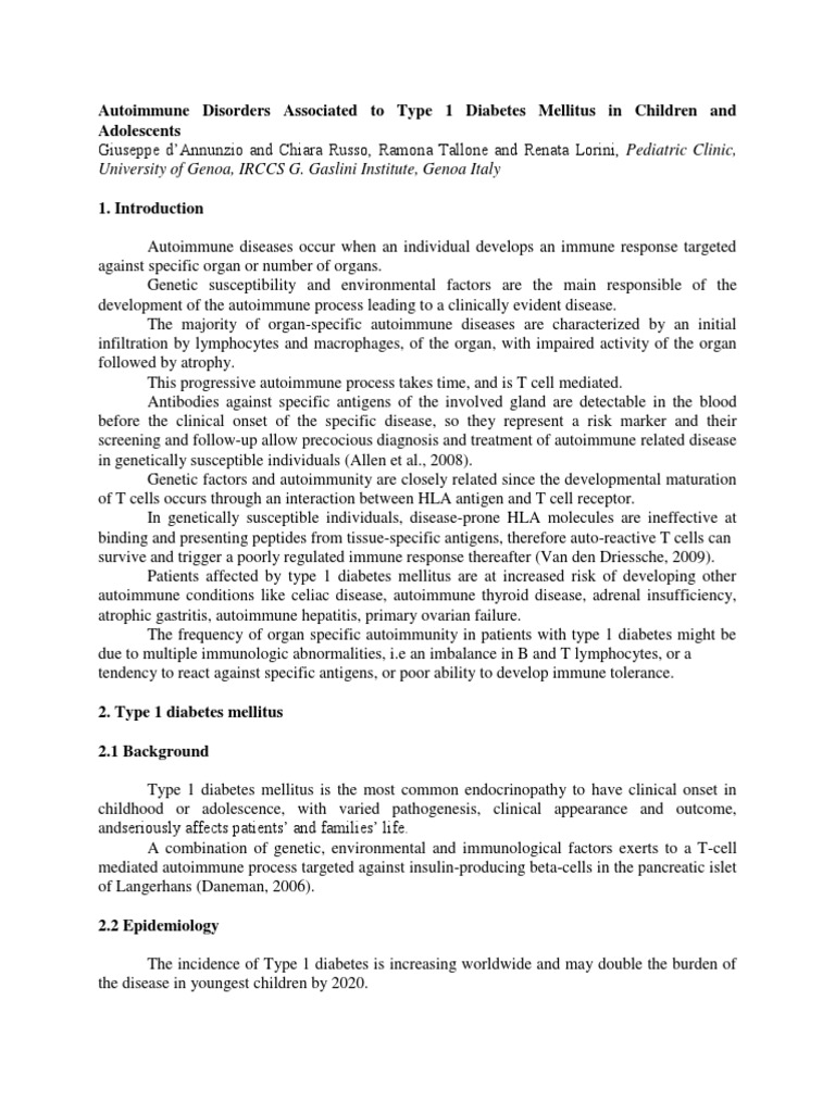 Autoimmune Disorders in Type 1 Diabetes | PDF | Coeliac Disease ...