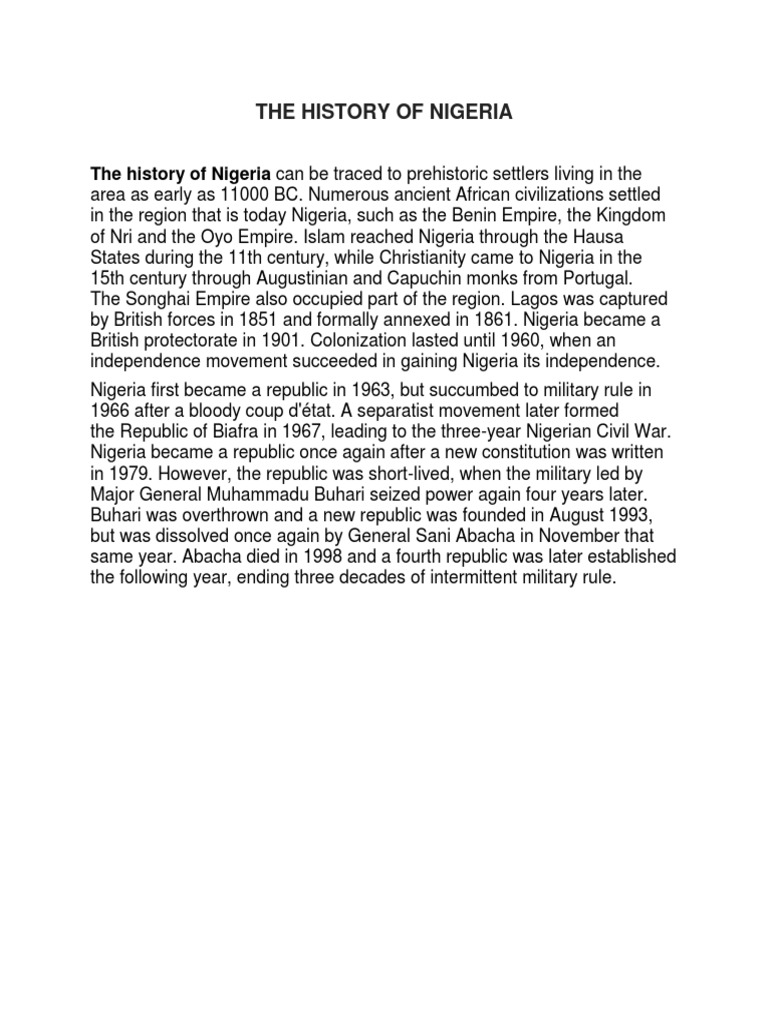 The History of Nigeria | PDF