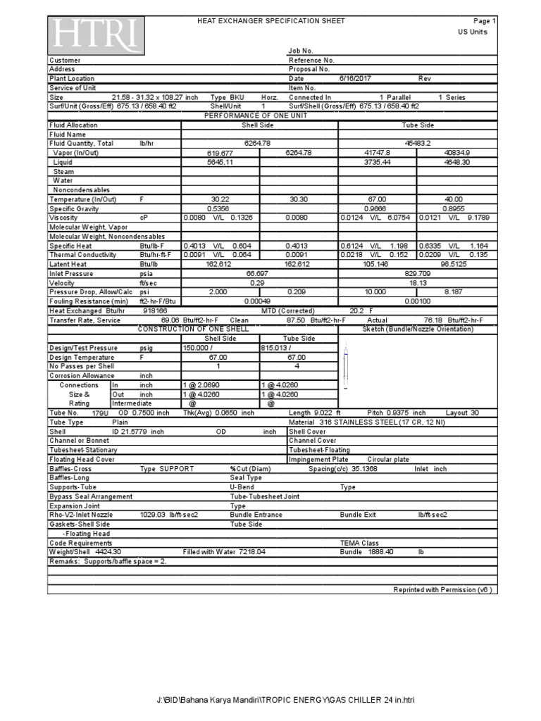 $TEMA Sheet Gas Chiller Rev 2 | PDF
