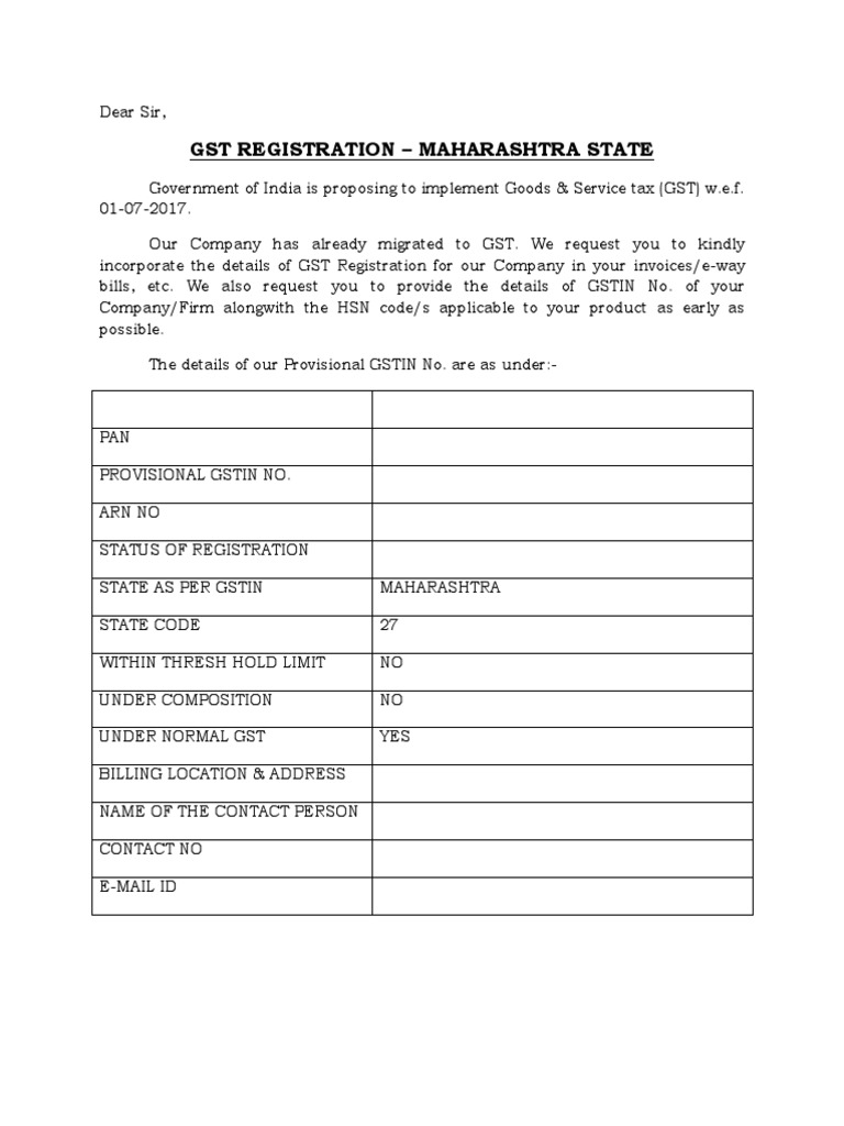 Maharashtra GST Registration Details | PDF | Career & Growth | Finance ...