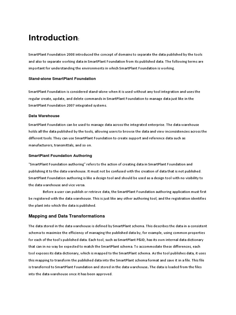 Stand-Alone Smartplant Foundation: Mapping and Data Transformations ...