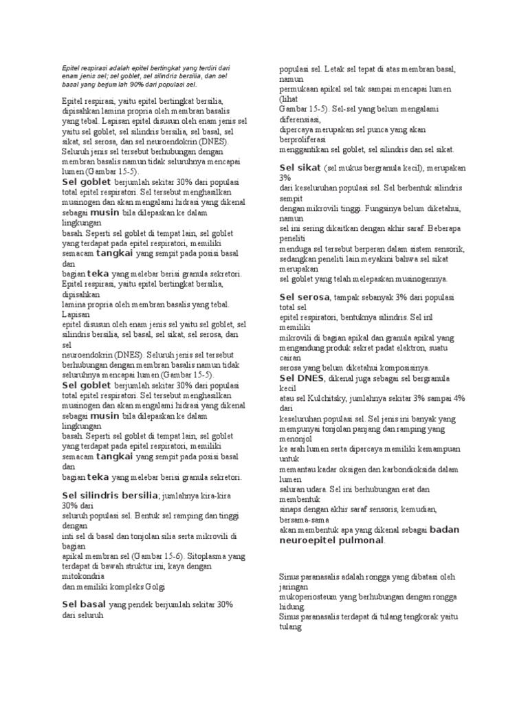 Histologi Epitel Respirasi Manusia | PDF | Kesehatan Holistik | Sains ...
