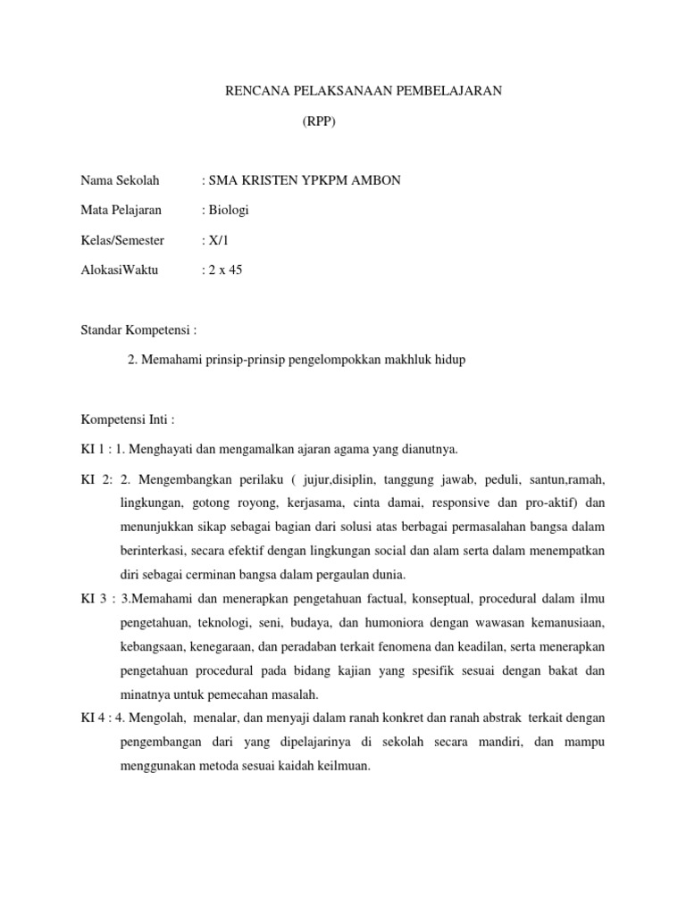 RPP Examples Non Examples | PDF | Sains & Matematika