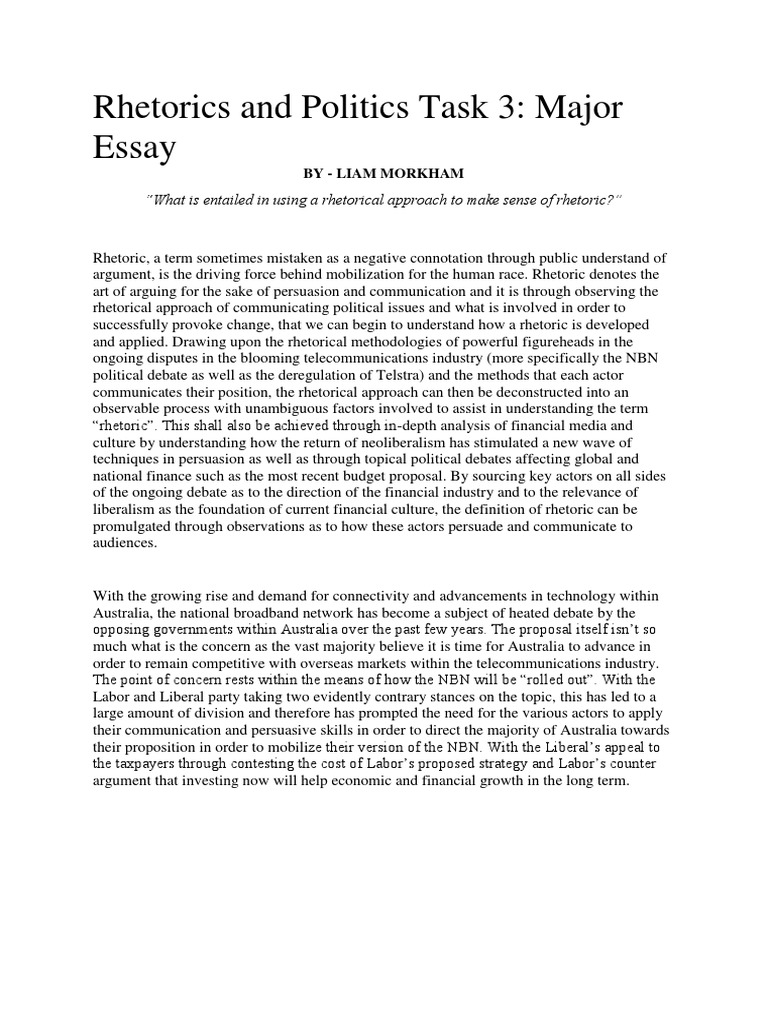 Rhetorics and Politics Task 3 | PDF | Rhetoric | Persuasion