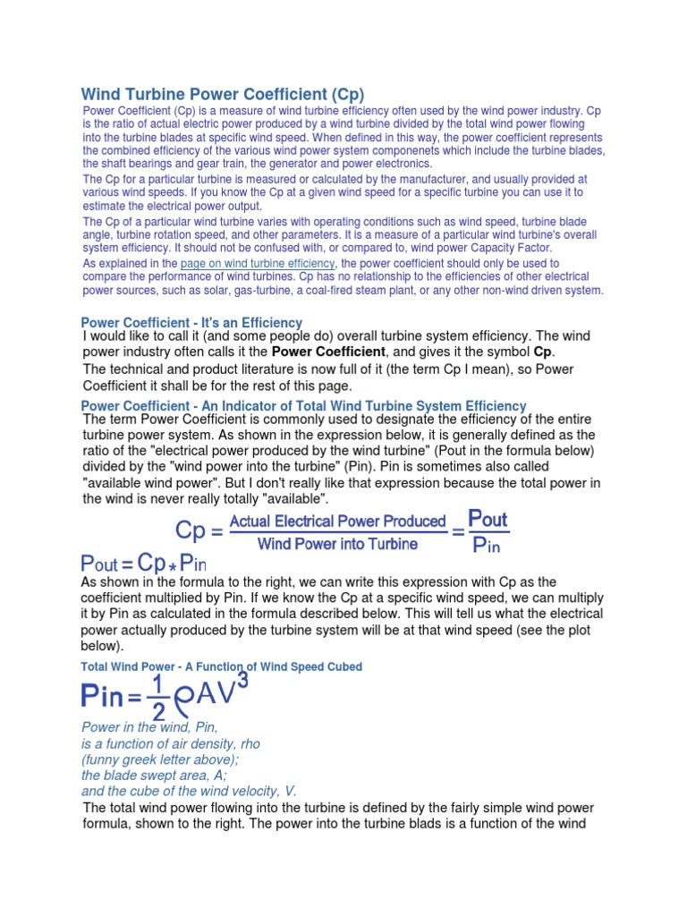 Understanding Wind Turbine Power Coefficient | PDF | Wind Power | Wind ...