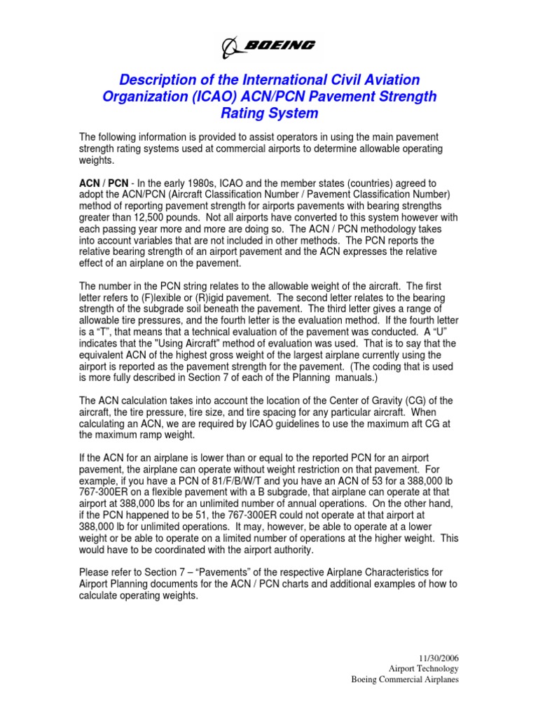 Description of The International Civil Aviation Organization (ICAO) ACN ...