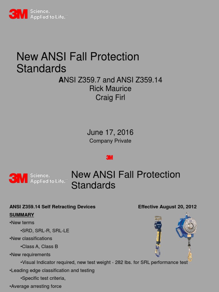 New ANSI Fall Protection Standards: ANSI Z359.7 and ANSI Z359.14 | PDF ...