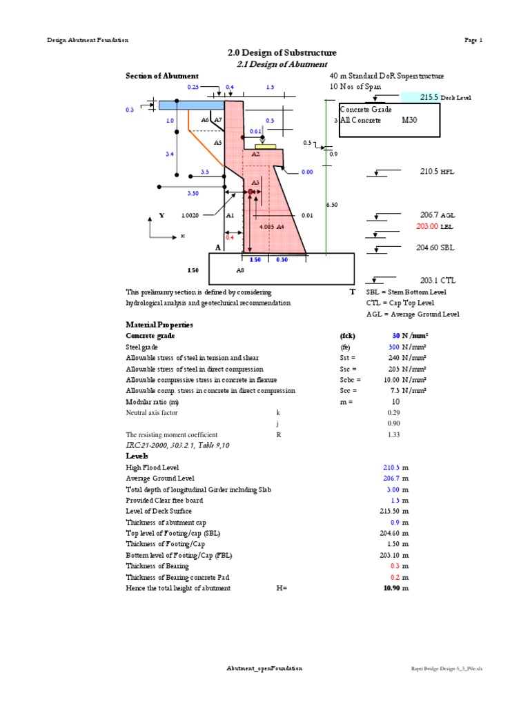Bridge Abutment Pier Design As Per IRC | PDF | Friction | Bearing ...