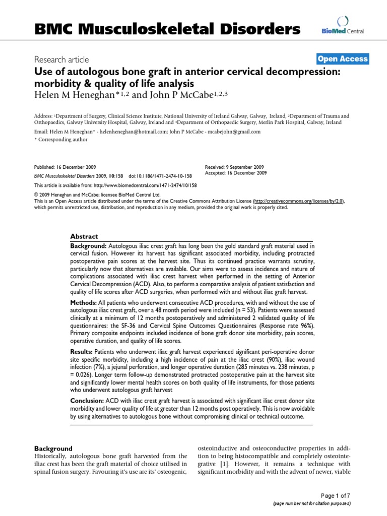 Bone Graft Cervical | Download Free PDF | Surgery | Vertebral Column