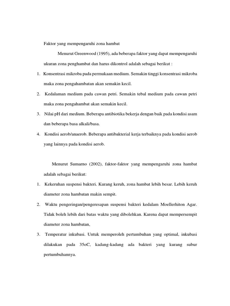 Faktor Yang Mempengaruhi Zona Hambat | PDF