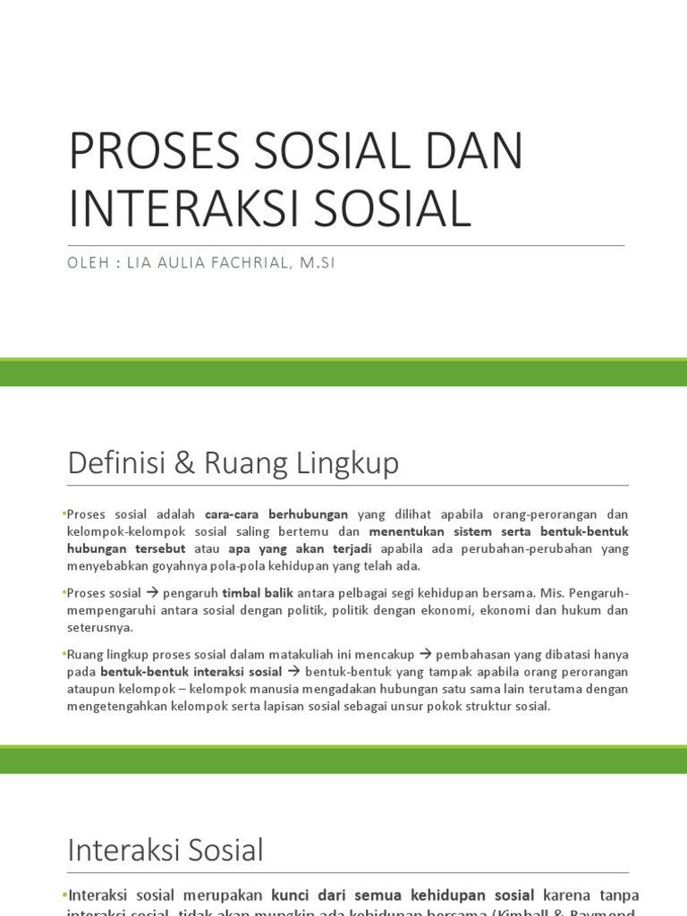 Proses Sosial Dan Interaksi Sosial | PDF