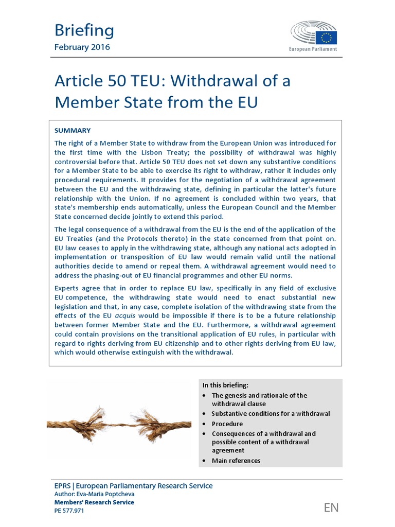 Eprs Bri (2016) 577971 en | PDF | Article 50 Of The Treaty On European ...