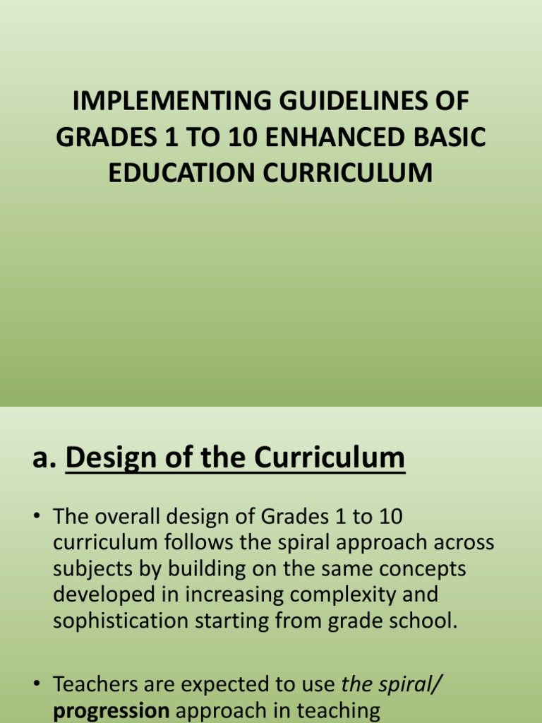 Implementing Guidelines of Grades 1 To 10 Enhanced Basic Education ...
