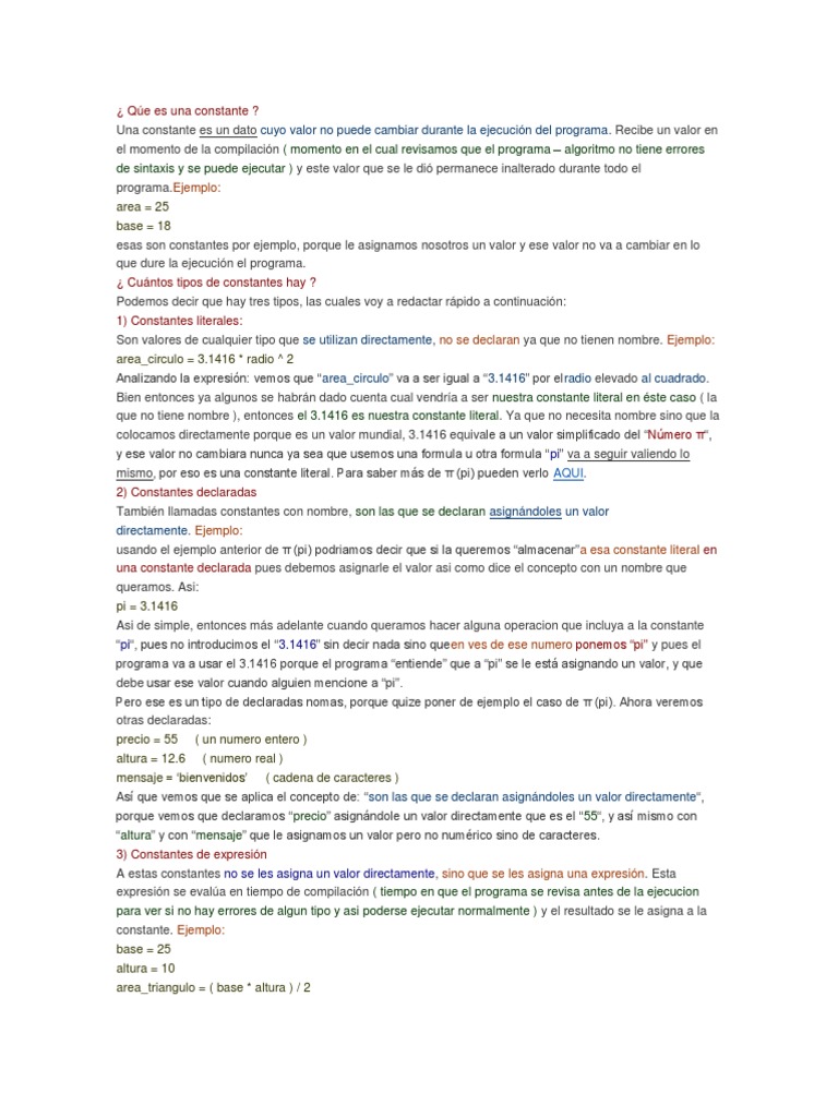 Qúe Es Una Constante | PDF | Cadena (informática) | Tipo de datos