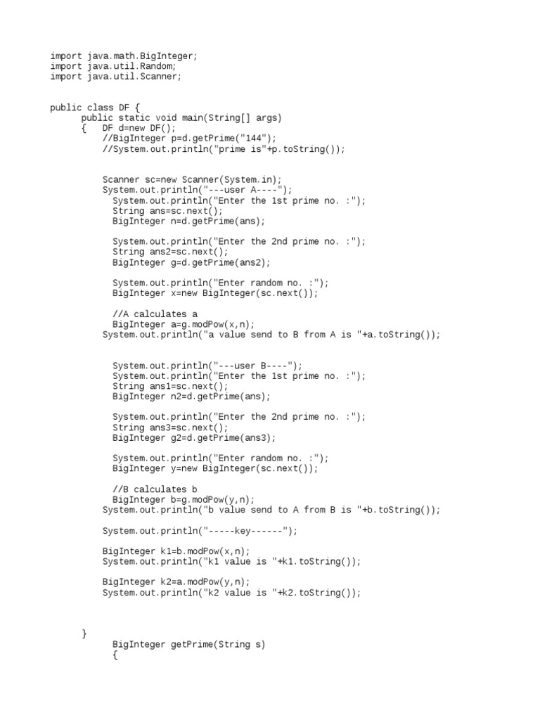 Java Diffie-Hellman Key Exchange | PDF | Computers | Teaching Methods ...