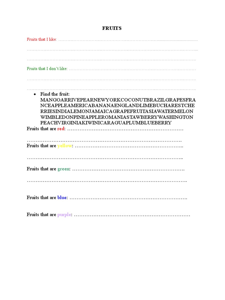 Fruits (Handout 2) | PDF
