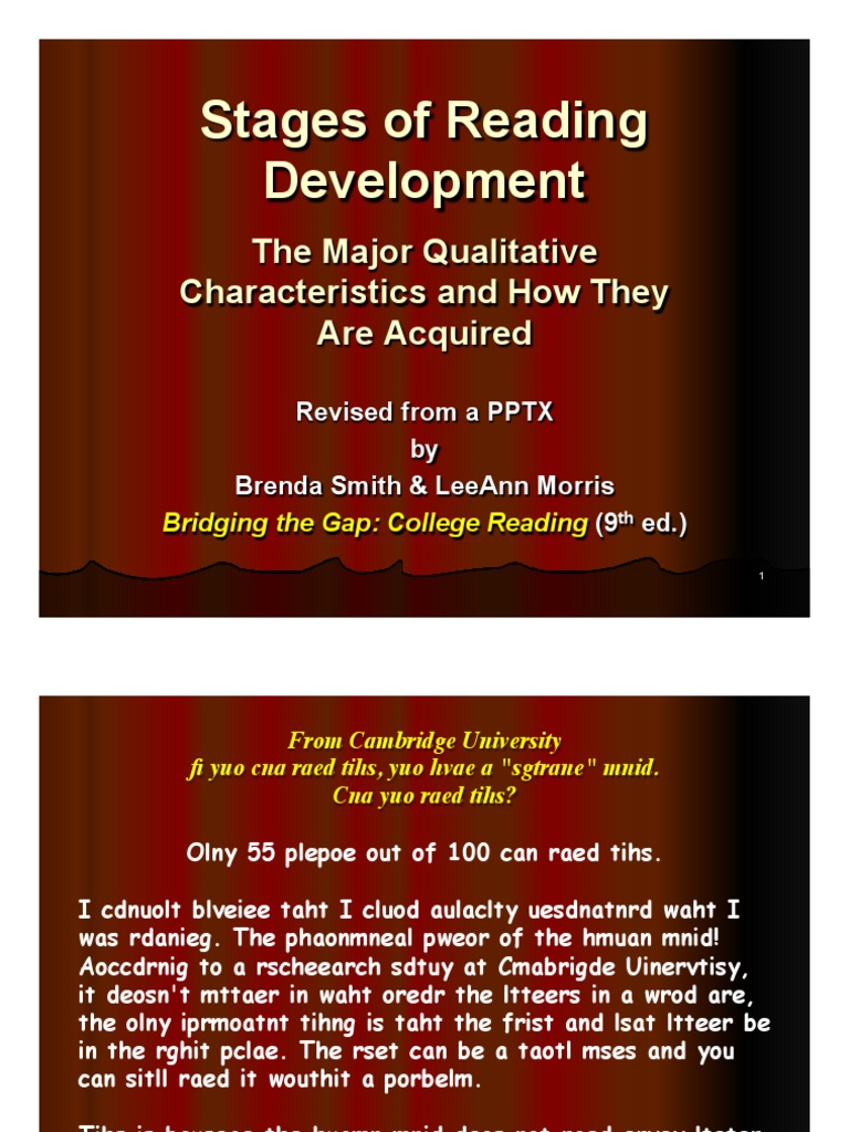 Stages of Reading Development: The Major Qualitative Characteristics ...