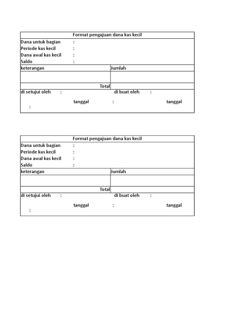Format Pengajuan Dana Kas Kecil | PDF