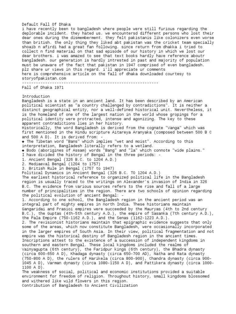 Fall of Dhaka | PDF | Partition Of India | Bangladesh