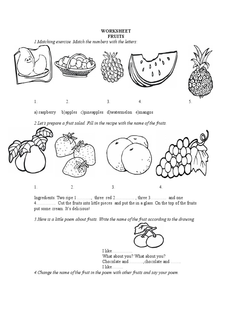 Fruits Worksheet 3 | PDF