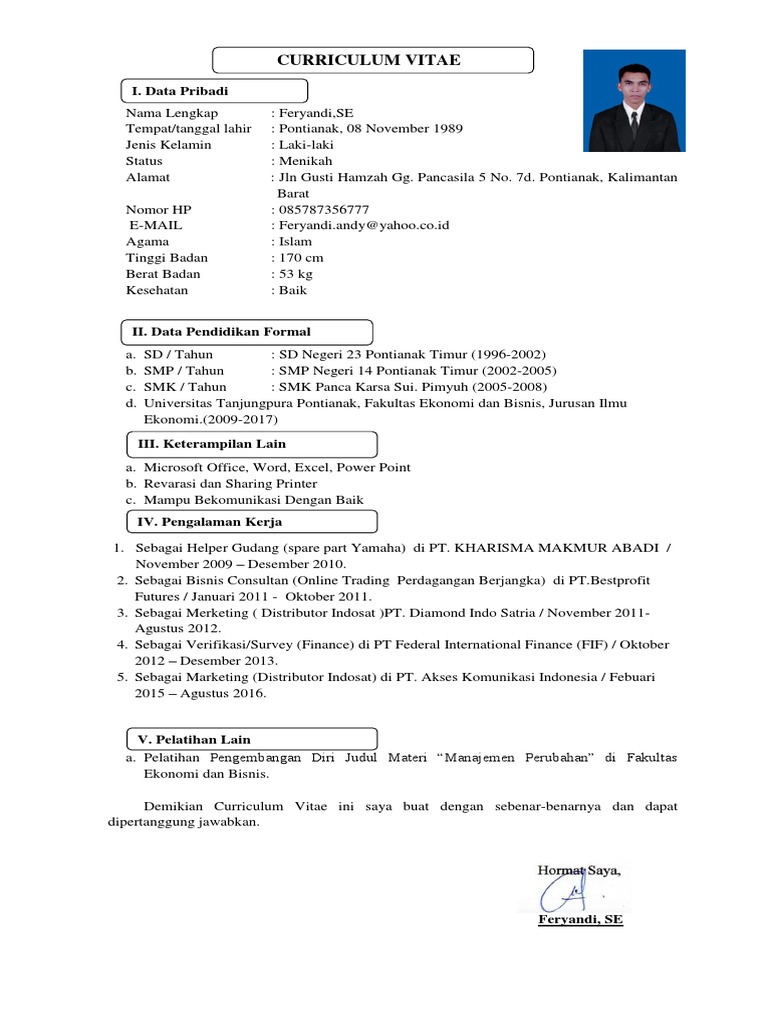 Contoh Curriculum Vitae | PDF