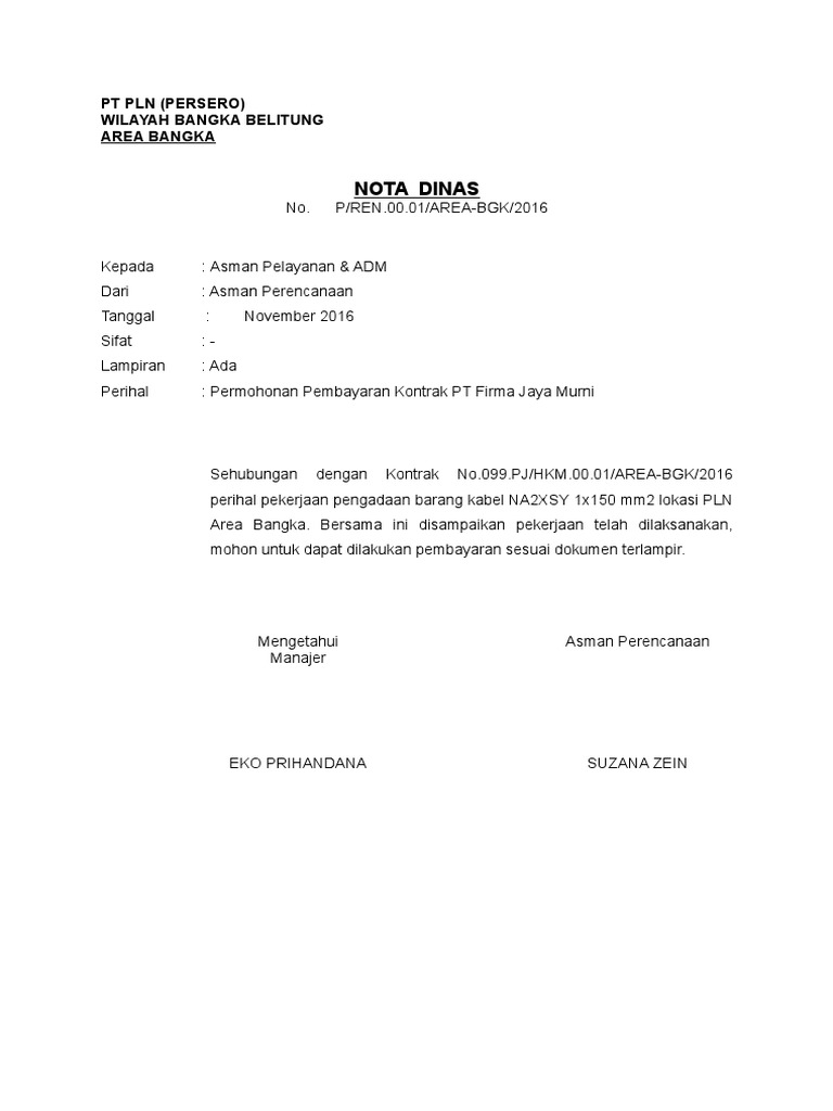 Contoh Nota Dinas | PDF