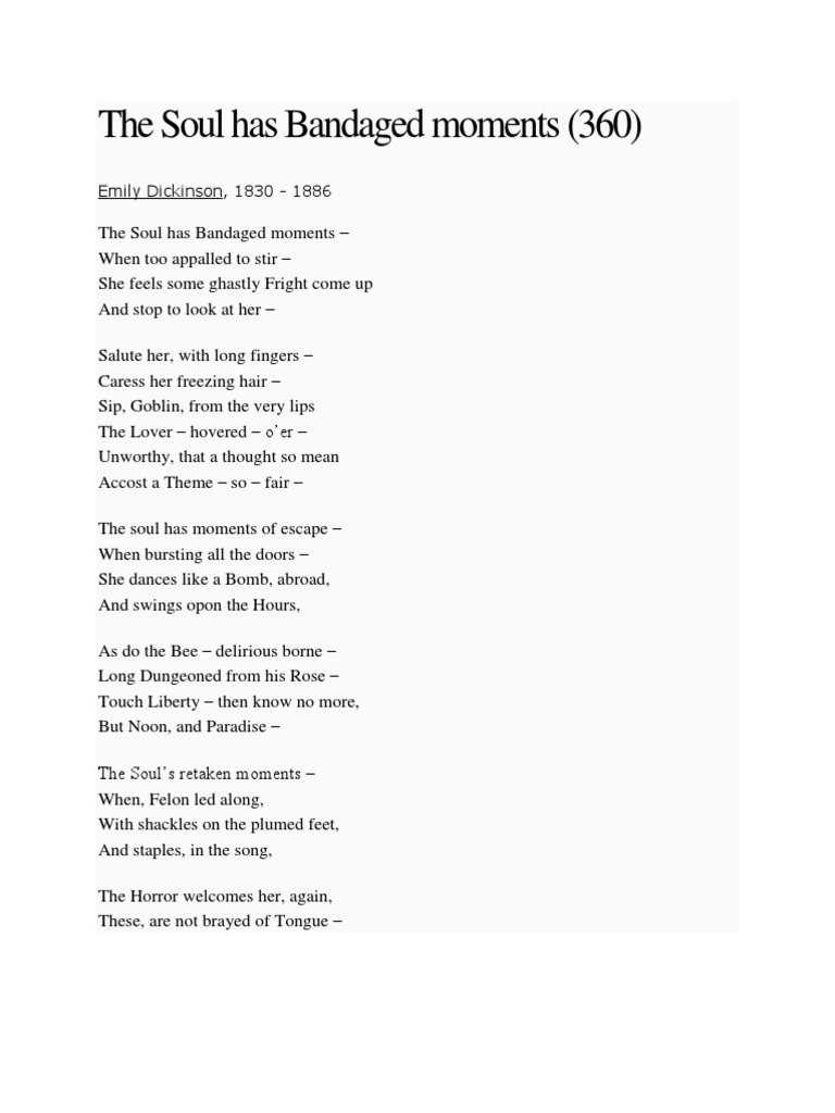 The Soul Has Bandaged Moments | PDF | Poetry