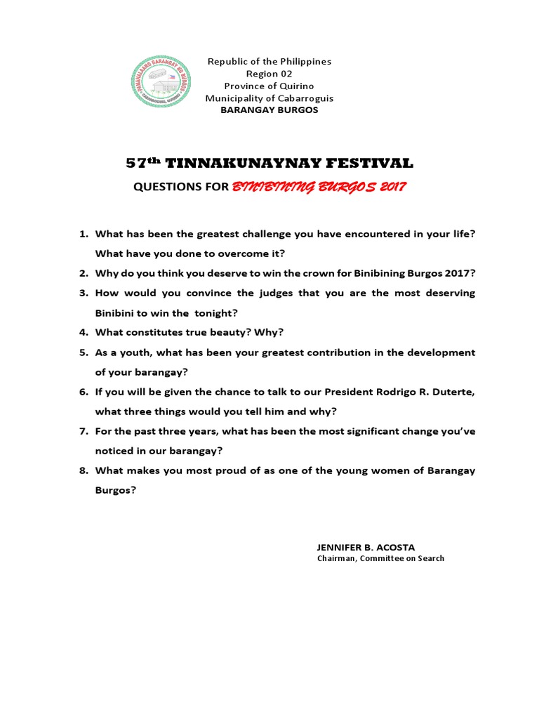 Pageant Question | PDF