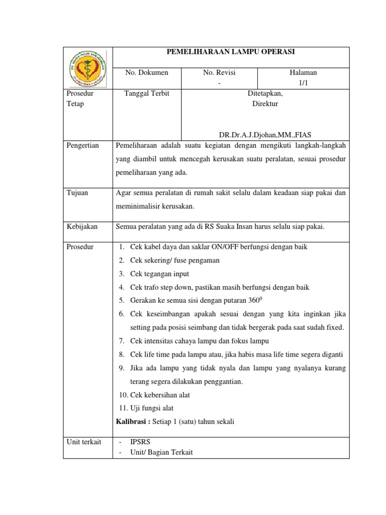 Pemeliharaan Lampu Operasi | PDF