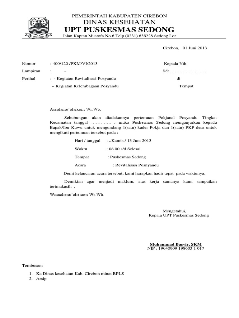 Surat Undangan Kelembagaan Posyandu | PDF