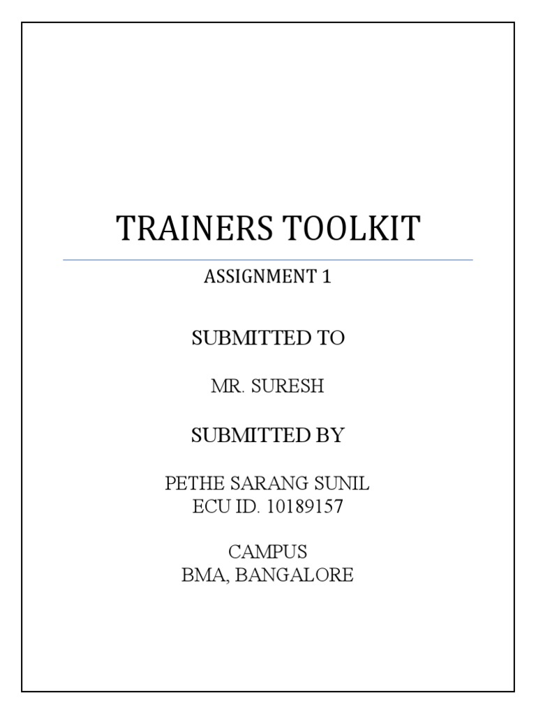 Trainers Toolkit: Submitted To | PDF | Recruitment | Facilitator