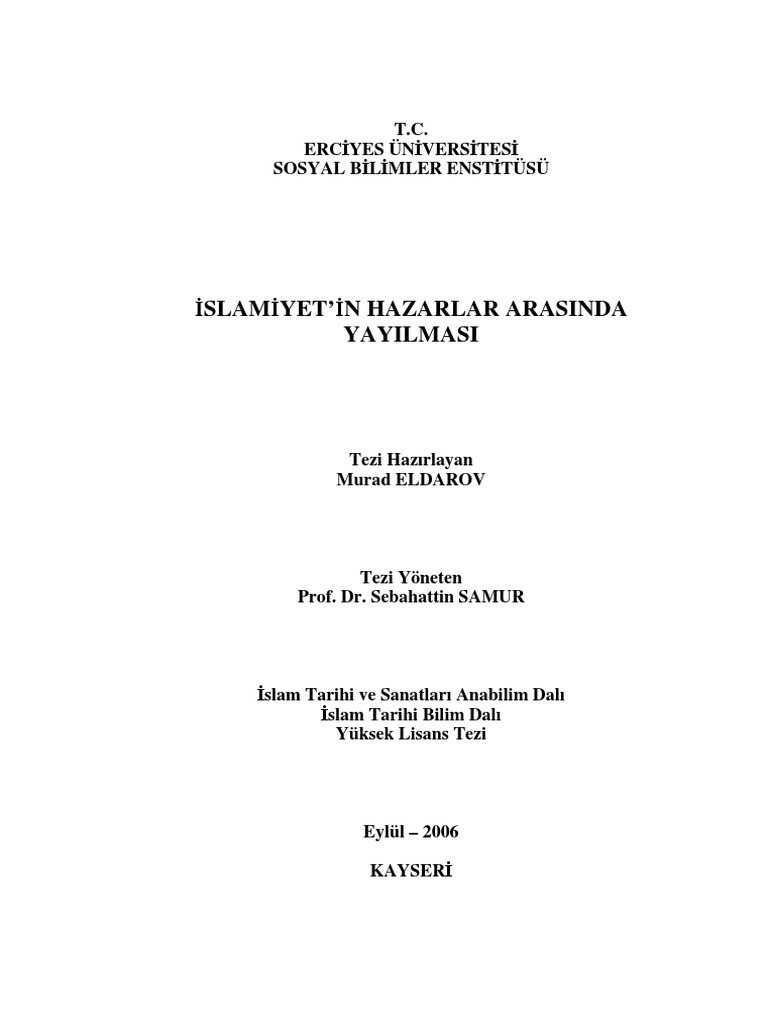 İslamiyetin Hazarlar Arasında Yayılması (Murad Eldarov, 2006) PDF | PDF