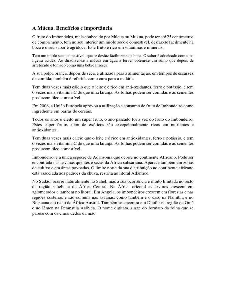 A Múcua É Fruto Do Embondeiro | PDF
