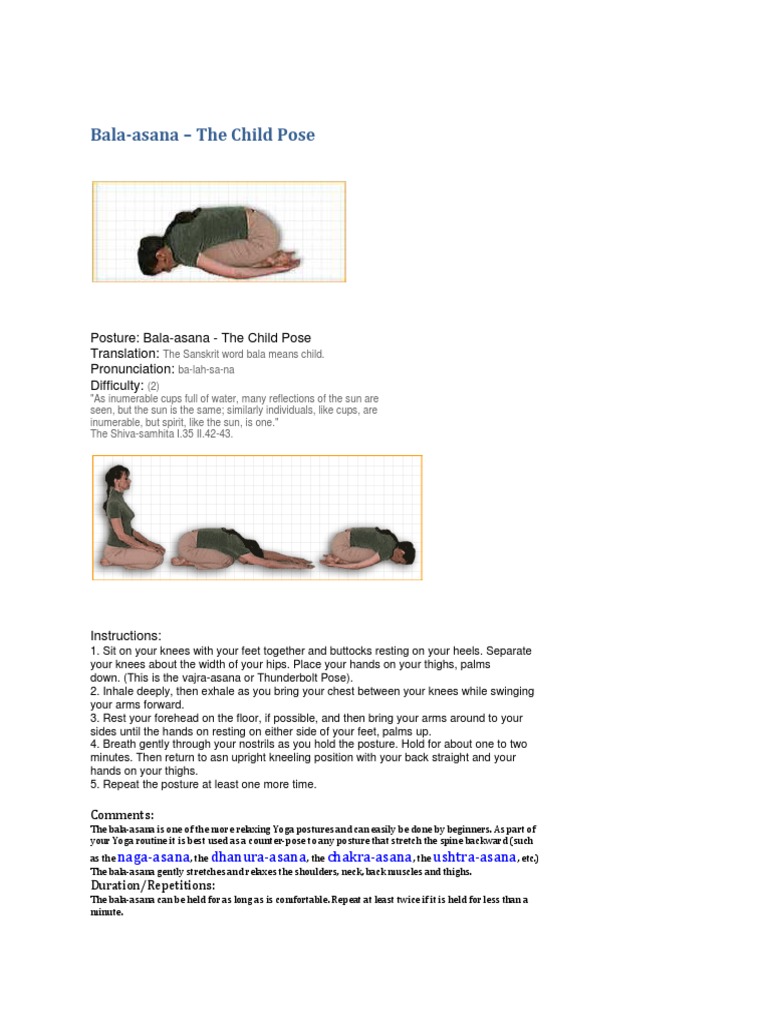 Bala-Asana - The Child Pose | PDF