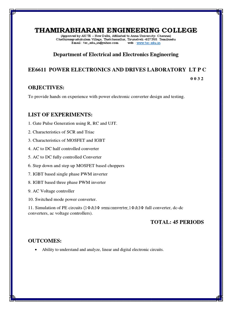Thamirabharani Engineering College: Department of Electrical and ...