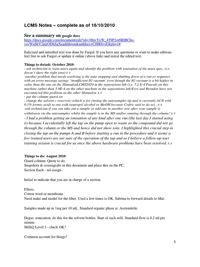 LCMS Notes Summary | PDF | High Performance Liquid Chromatography ...