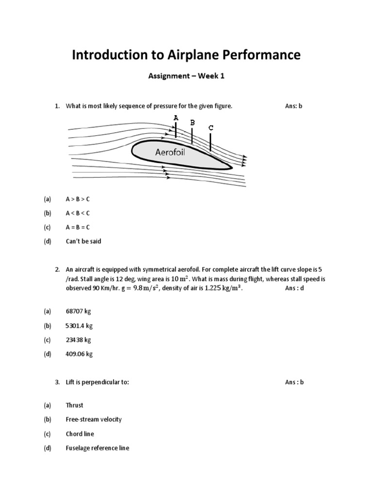 Introduction To Airplane Performance: Assignment - Week 1 | PDF | Drag ...