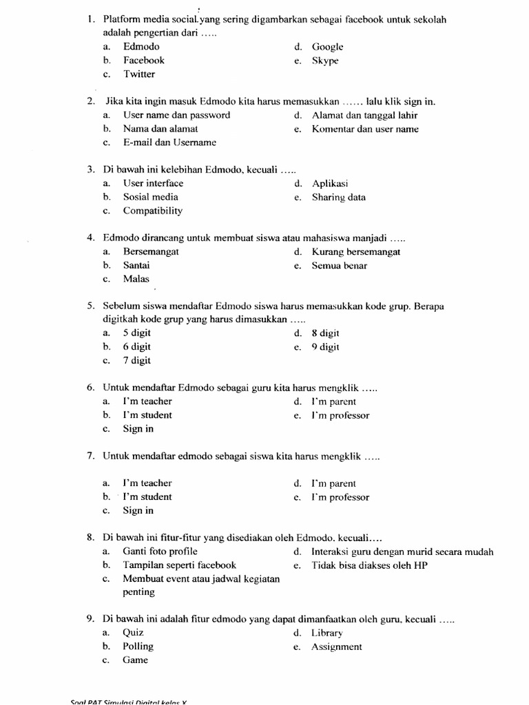 Soal Simdig PAS 2017 Scan | PDF