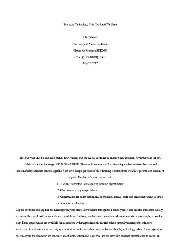 Emerging Tech Proposal | PDF | Educational Assessment | Design