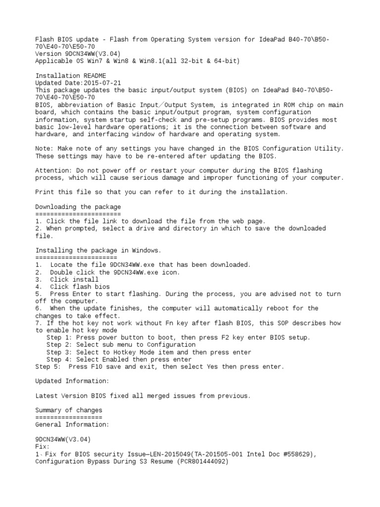 Bios Readme | PDF | Bios | Operating System