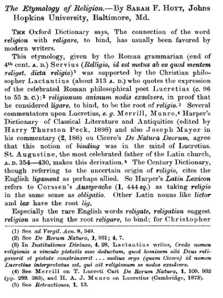 Etymology of Religion PDF | PDF