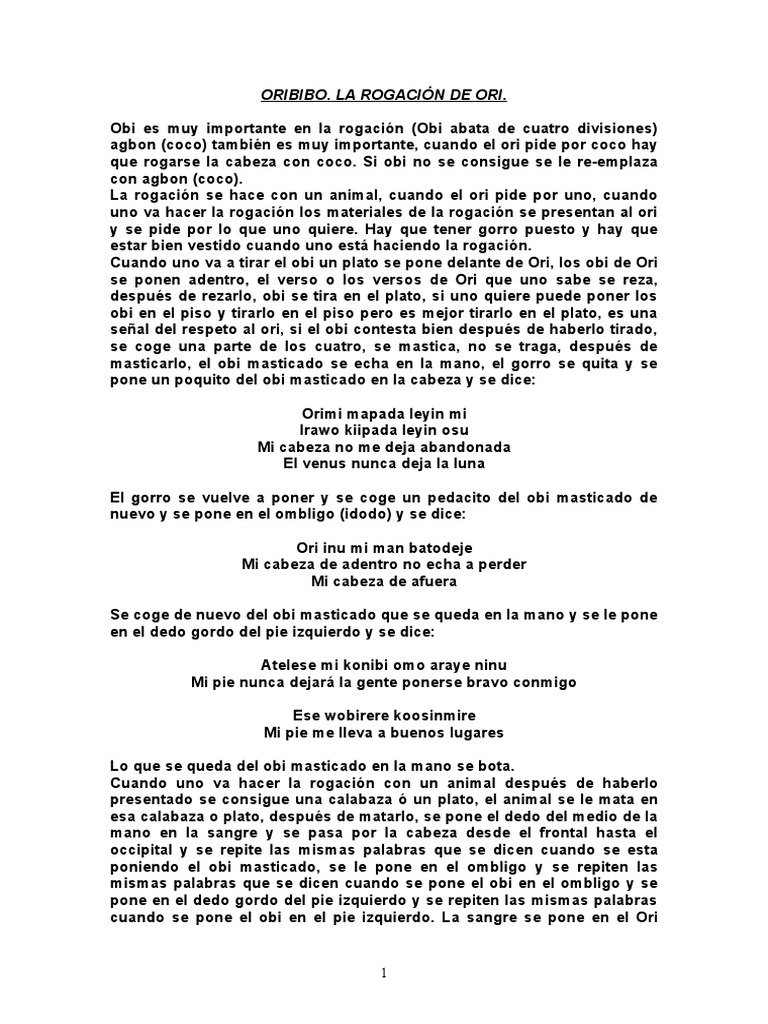 Rogacion Ori Rezos | PDF | Religión y creencia | Naturaleza