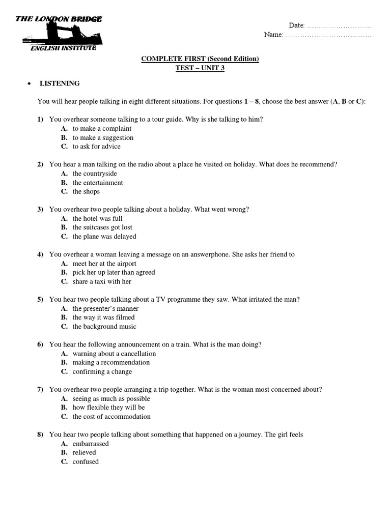 Fce Exam Unit 3 | PDF