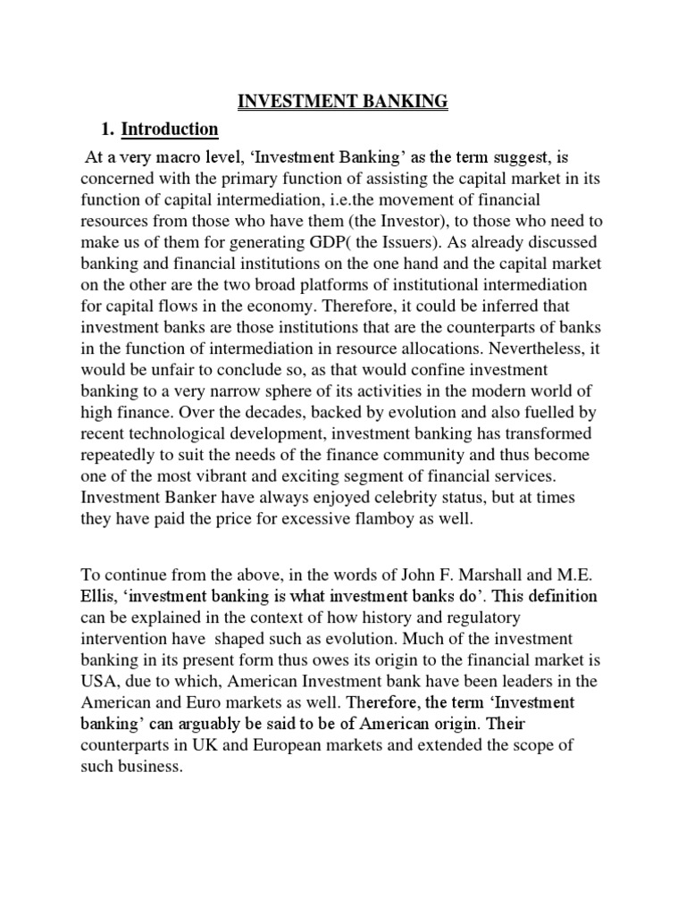 Overview of Investment Banking Functions | PDF | Investment Banking ...