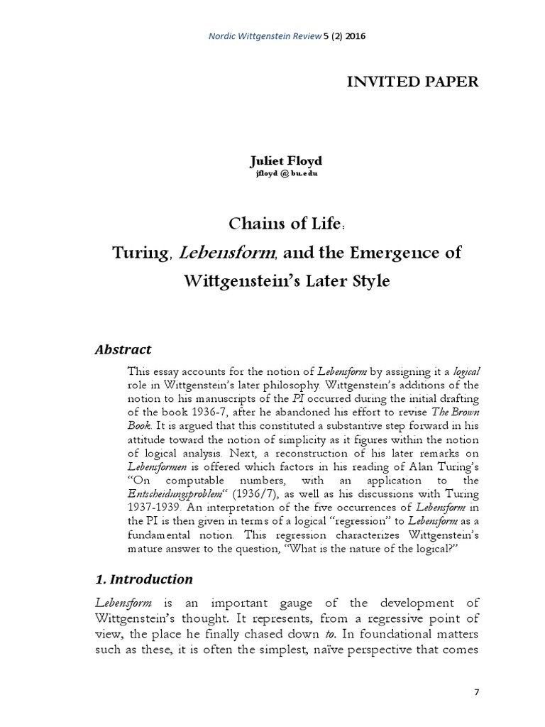 Floyd - Witt, Turing, Lebensform | PDF | Ludwig Wittgenstein | Alan Turing