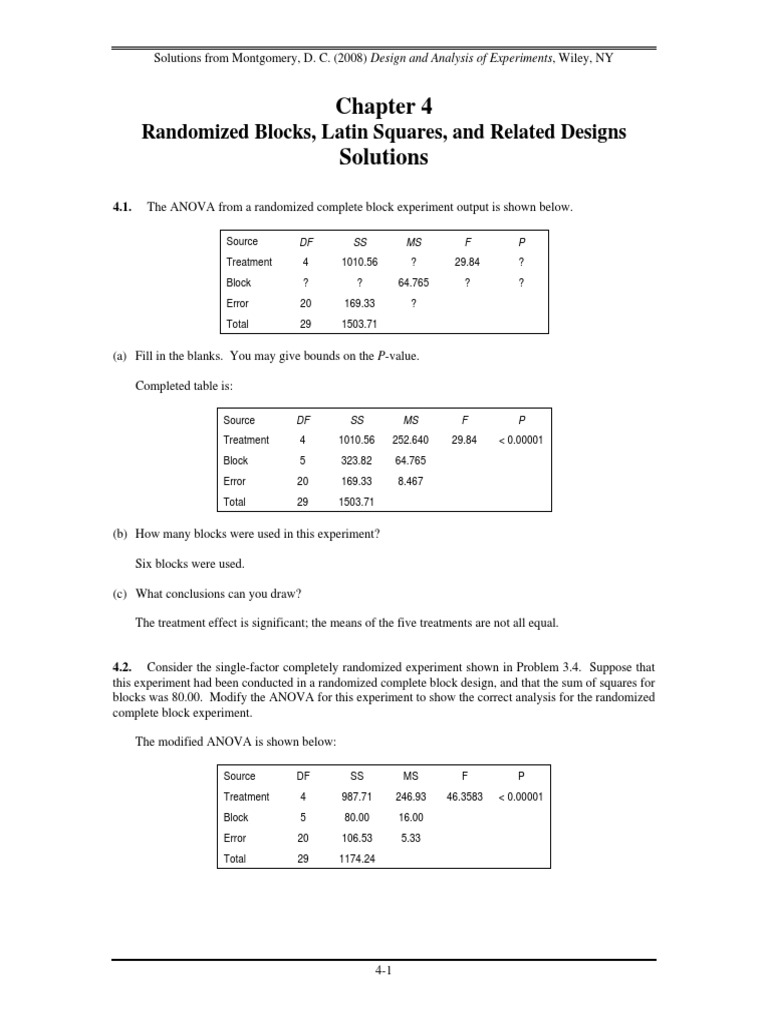Analyzing experiments with randomized blocks and Latin squares | PDF | Analysis Of Variance ...