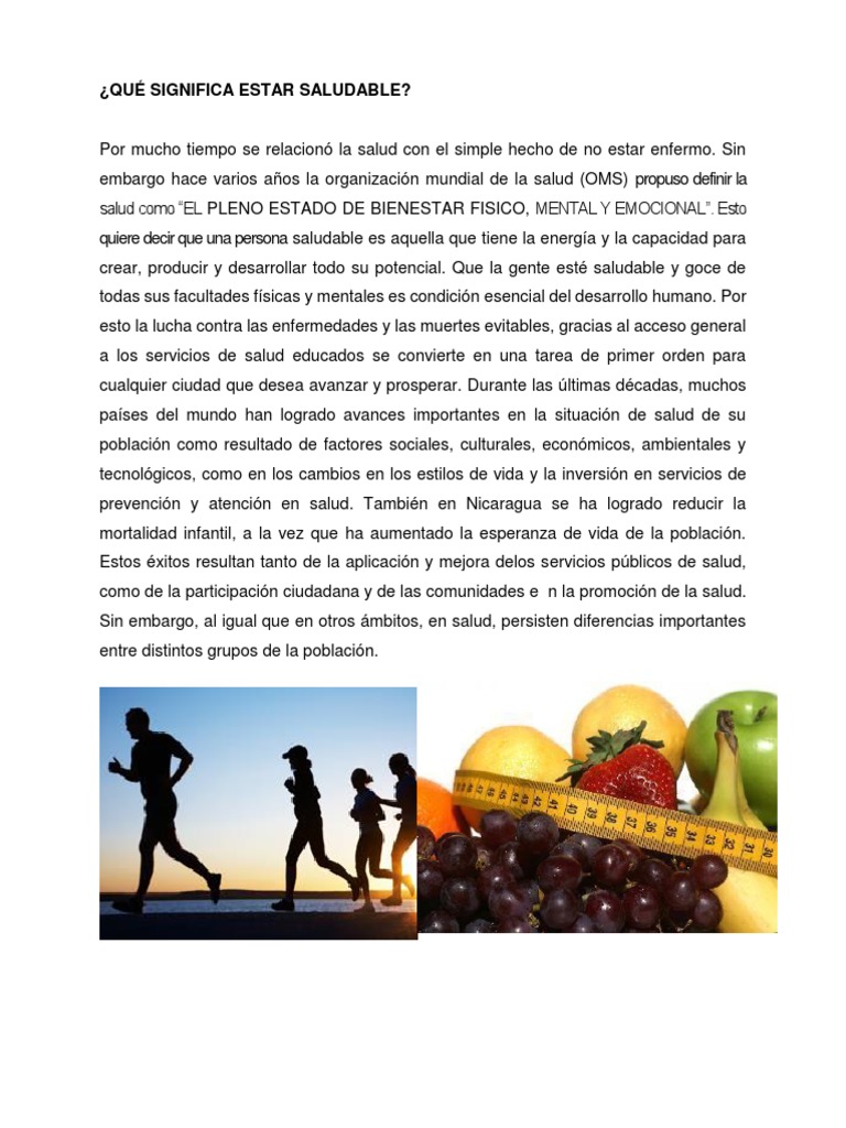 Definición de estar saludable | PDF | Unicef | Nicaragua