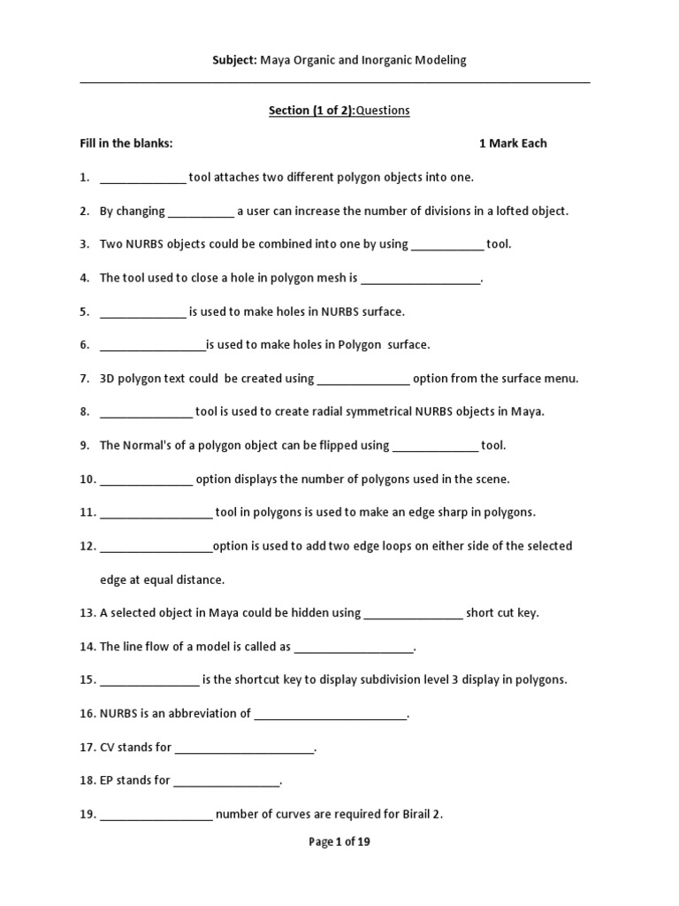 1 Maya Organic & Inorganic Modeling | PDF | Vertex (Geometry) | Polygon